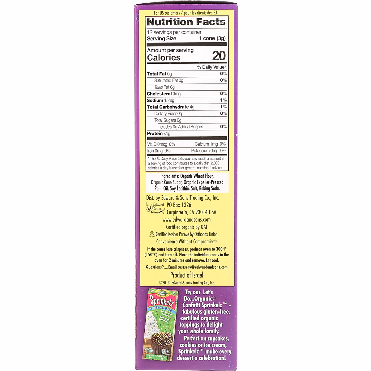 Lets Do Organic Ice Cream Cones - Sugar Cones for Ice Cream, Mini Ice Cream Cones, Ice Cream Cups, Crispy Cones, Mini Cake Cones - 1.2 Oz (Pack of 12)