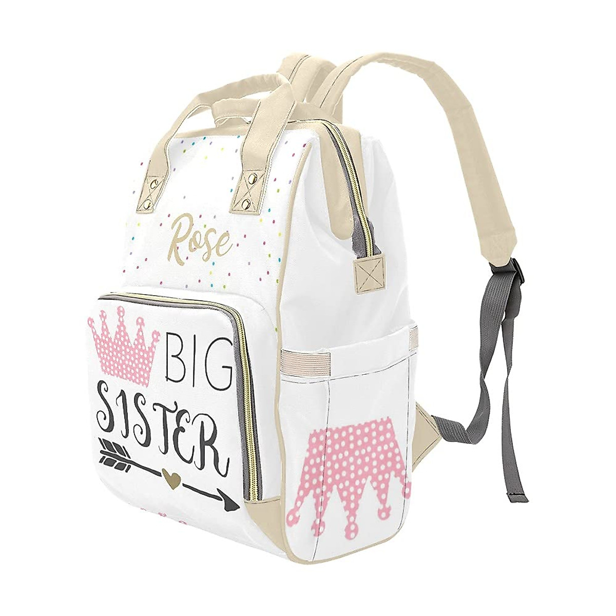 CUXWEOT Personalized Sister Diaper Bag Backpack with Name Custom Mommy Nursing Baby Bags Nappy Bag Casual Travel Daypack for Mom Girl Gifts