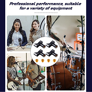 Mic Clips for Stands 4 Pieces Microphone Clip Holder with 4 Adapters Adjustable Microphone Holder Wireless Mic Holder Clamp for Mic Stand with 5/8 Inch Male to 3/8 Inch Female Adapter