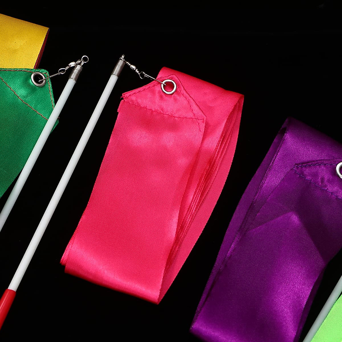 BESPORTBLE Ribbon Wand 12pcs 2 Meters Rhythmic Art Gymnastics Ribbons Gymnastics Ribbon Streamers Dancing Streamers Riband Rod for Artistic Dancing Gymnastics, Kids Dancing, Talent Shows Dance Ribbons