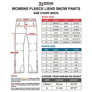 33,000ft Women's Softshell Snow Pants Waterproof Warm Ski pants Insulated Ripstop Snowboard Winter Pants