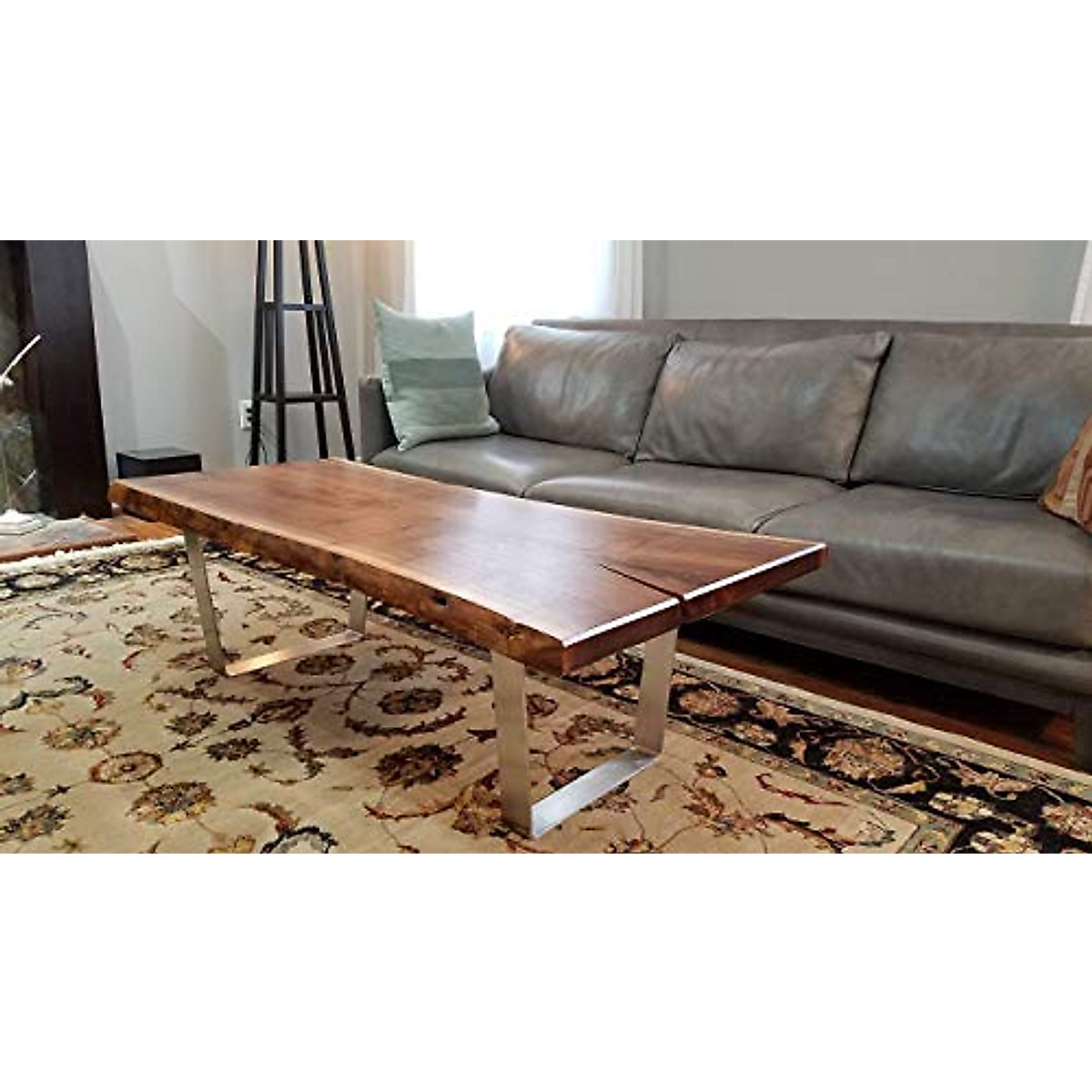 Brushed Stainless Table Legs, Bent Trapezoid Style - Any Size