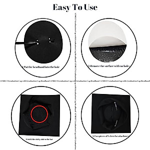 ATMEET Graduation Cap and Graduation Cap Headband with 2024 Tassel for High School & Bachelor Secures Your Grad Cap Insert