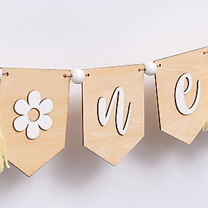 Daisy High Chair Garland,1st Birthday High Chair Banner Girl,One Groovy Birthday Decorations,Yarn Tassel Garland One Year Cake Smash Two Groovy Party Retro Daisy