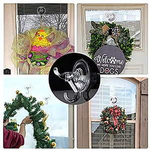 Antimbee 3-Pack Suction Cup Hooks, Strong Vacuum Cup Hanger for Shower, Glass Door Window Christmas Wreath Suction Holder Hanger (Transparent Dual Hooks Design)