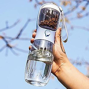 Dog Water Bottle,Dishwasher Safe,Portable Pet Water Bottles with Food Container,Outdoor Portable Water Dispenser for Walking,Hiking,Travel,Puppy Accessories (Blue)