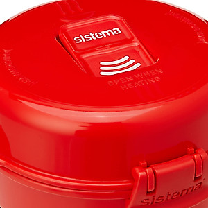 Sistema Microwave Egg Cooker and Poacher with Steam Release Vent, Dishwasher Safe, 9.16-Ounce, Red