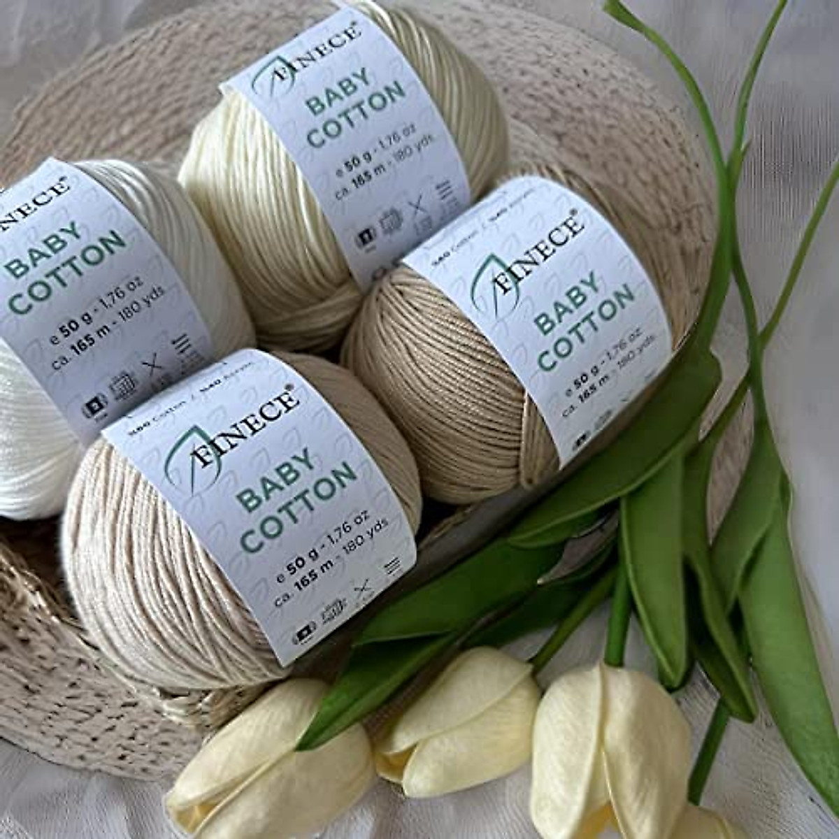 FINECE Baby Cotton, 60% Cotton 40% Acrylic Yarn, Fine (2) for Crochet and Knitting 2 x 1.76 Oz (2 x 50g) / 2 x 180 Yrds (2 x 165m), Soft Yarn, Amigurumi Yarn (2 Skeins, 3038 - Navy Blue)