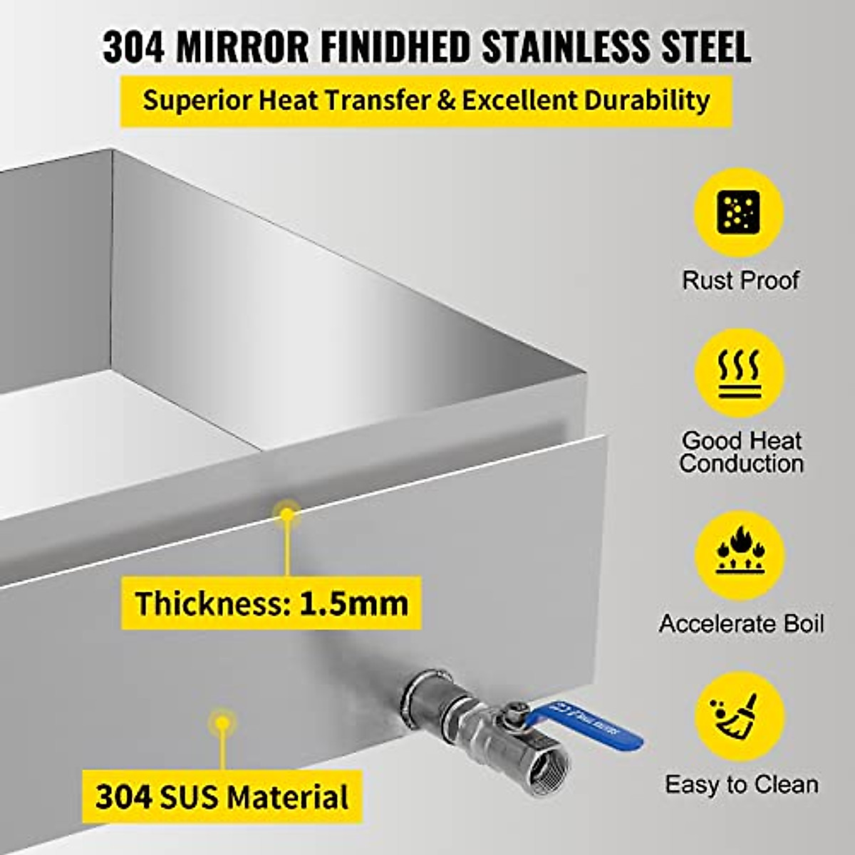 VBENLEM Maple Syrup Evaporator Pan 24x18x6 Inch Stainless Steel Maple Syrup Boiling Pan for Boiling Maple Syrup