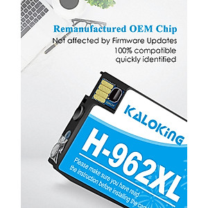 KALOKING Remanufactured Ink Cartridges Replacement for HP 962XL 962 XL for OfficeJet Pro 9010 9015 9018 9025 Printer (1 Black 1 Cyan 1 Magenta 1 Yellow, 4P combo Pack)