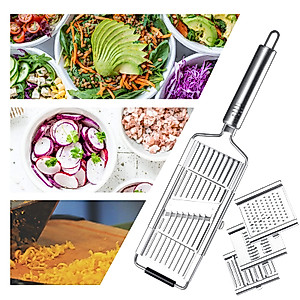 Paddsun 4 in 1 Multifunctional Grater Multi-Purpose Veggie Slicer Stainless Steel Cheese Grater Vegetable Chopper with 4 adjustable Blades for Parmesan Cheese, Vegetables, Ginger