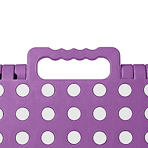 Casafield 9" Folding Step Stool with Handle, Purple - Portable Collapsible Small Plastic Foot Stool for Kids and Adults - Use in The Kitchen, Bathroom and Bedroom