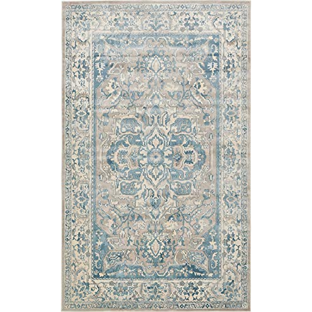 Unique Loom Paris Collection Area Rug - Louisa (5' 1" x 8' Rectangle, Dark Gray/ Beige)