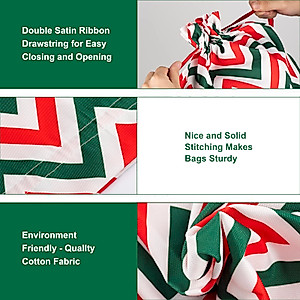 FloraSea 3 Pack 20x16 inches Christmas Big Cotton Gift Bags With Drawstrings,Reusable Holiday Fabric gift bags,Christmas Giant Gift Bags Large Present Bags for Xmas Presents Party Favor