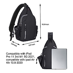 MOSISO Sling Backpack Double Layer Hiking Daypack Men/Women Chest Shoulder Bag, Black