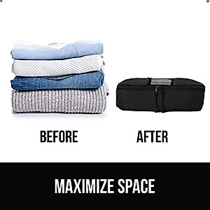 Gorilla Grip Laundry Basket and 3 Piece Packing Cubes, Laundry Basket Size 115L, Easy Carry Handles, Space Saving Travel Bags for Carry On in Multiple Sizes, Mesh Zipper, Both in Black, 2 Item Bundle