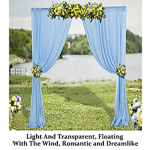Chiffon Backdrop Curtain 10FT Long Baby Blue Chiffon Fabric Drapes for Wedding Ceremony Sheer Curtains 2 Panels 29''x120'' Photography Backdrop Drapes Sky Blue Polyester Chiffon Backdrop
