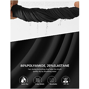 G Gradual Men's Swimsuit Trunks with Zipper Pockets Quick Dry Swimwear Bathing Suit Swim Briefs Board Shorts for Men(Black,L)