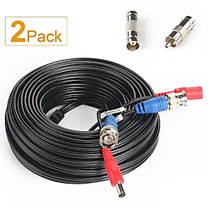 SHD 2Pack 50Feet BNC Vedio Power Cable Camera Video BNC Cable Wire Cord for Surveillance CCTV Security System with Connectors(BNC Female and BNC to RCA)