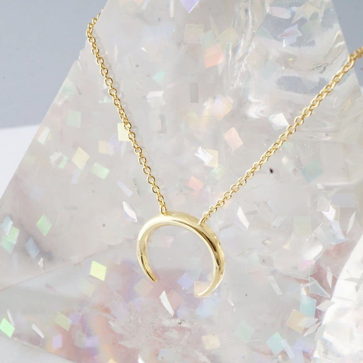 Honeycat Tiny Crescent Horn Necklace in 18k Gold Plate | Minimalist, Delicate Jewelry (Gold)