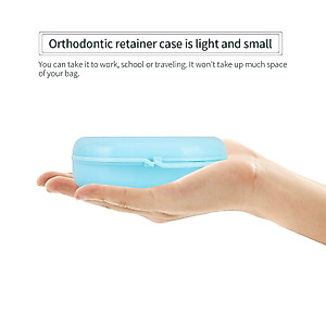 Dental Mouthguard Container Orthodontic Retainer Case with Vent Holes, Denture Holder Box Clear Aligner Case Slim for Household|Travel|Office - Bluish - Light & Easy to Carry