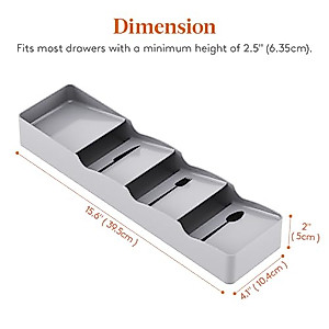 Lifewit Compact Flatware Drawer Organizer, Narrow Silverware Tray for Kitchen Drawers, Plastic Cutlery Holder for Spoons, Forks and Knives, Utensils Storage Organization, Gray