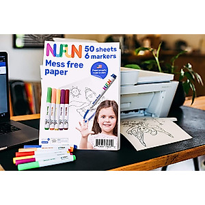 NuFun Activities Mess Free Set - Kids Create No Mess Wonders with Special Coloring Paper, Gift for Toddlers and Kids, 50 Blank Pages and 6 Markers