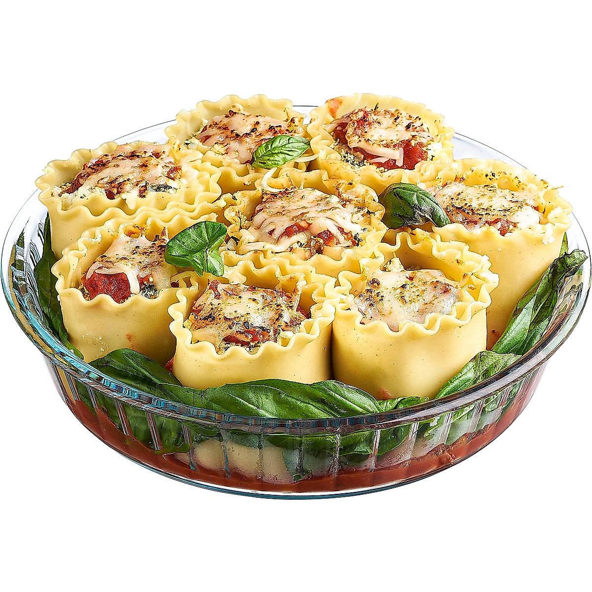 Simax Glass Pie Pan for Baking: Deep Round Pie Plate Dish Great For Apple, Pumpkin, Holiday Pies, etc. - Fluted Pie Holder - Oven Safe Tray - Borosilicate Glass Cake Tin - 10.25 Inch Large Diameter