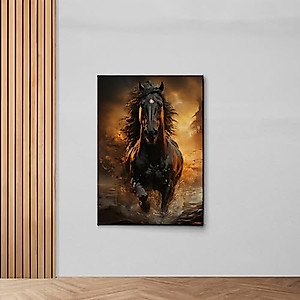 Majestic Black Stallion Galloping In The Clouds, Black Horse On Salt Flats, Canvas Print, Black Horse Print, Black Horse Wall Art, Wall Art, Art Print
