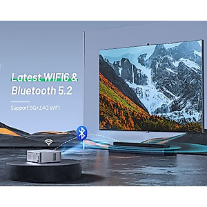 4K Support Android TV 10.0 Projector 5G WiFi Bluetooth Native 1080P, CIBEST Full-Sealed Optical Engine Home Movie FHD Projector with Netflix/Prime Video Built-in, 8000+ Apps, Autofocus, Stereo Sound