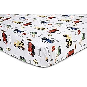 Funhouse 4 Piece Toddler Bedding Set - Includes Quilted Comforter, Fitted Sheet, Top Sheet, and Pillow Case - Construction Car and Truck Design for Boys Bed (Pack of 1)
