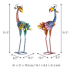 Tooarts Metal Garden Bird Statue Standing Animal Backyard Ornaments Outdoor Sculpture for Lawn Patio Art Decoration