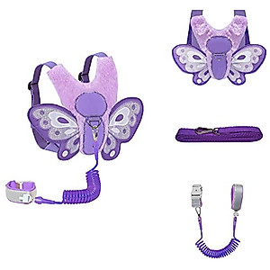 Toddler Kids Leash Plush Butterfly Harness Wrist Leashes Child Safety Walking Toddlers Wrist for Kid Girls Boys (Purple)