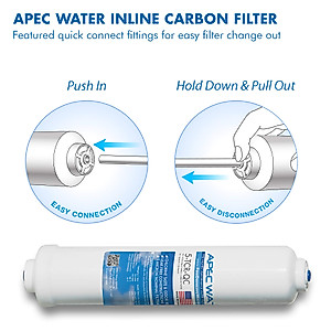 APEC Water Systems APEC 5-TCR-QC US MADE 10" Inline Carbon Filter with ¼” Quick Connect For Reverse Osmosis Water Filter System (For Standard System), White