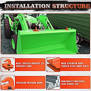 AMBULL 2 Pack 3/8" Tractor Bucket Grab Hook Grade 70 Forged Steel Bolt On Grab Hook Tow Hook Mount with Backer Plate,Work Well for Tractor Bucket, RV, UTV,Truck, Max 15,000 lbs, Orange