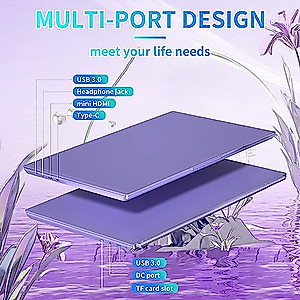 【Win 11 Pro/Office 2019】 16" Laptop Ultra-Narrow bezels 2.5K FHD(2560x1600) IPS Screen, Celeron N5095, 12G RAM, 1TB SSD, Color Backlit KB, Fingerprint Reader, WiFi, Type-C, HDMI(12G+1T SSD, Purple)