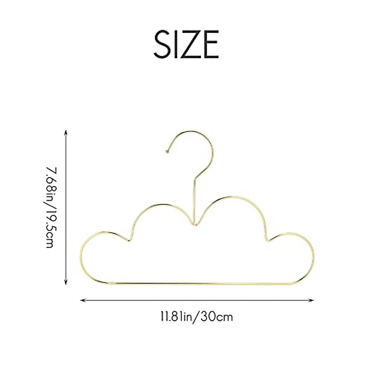 Pteanecay Coat Hangers for Kids,Gold Cloud Shape Metal Hangers Infant & Toddler Closet,11.8 * 7.7 * 0.2inch,10 PCS