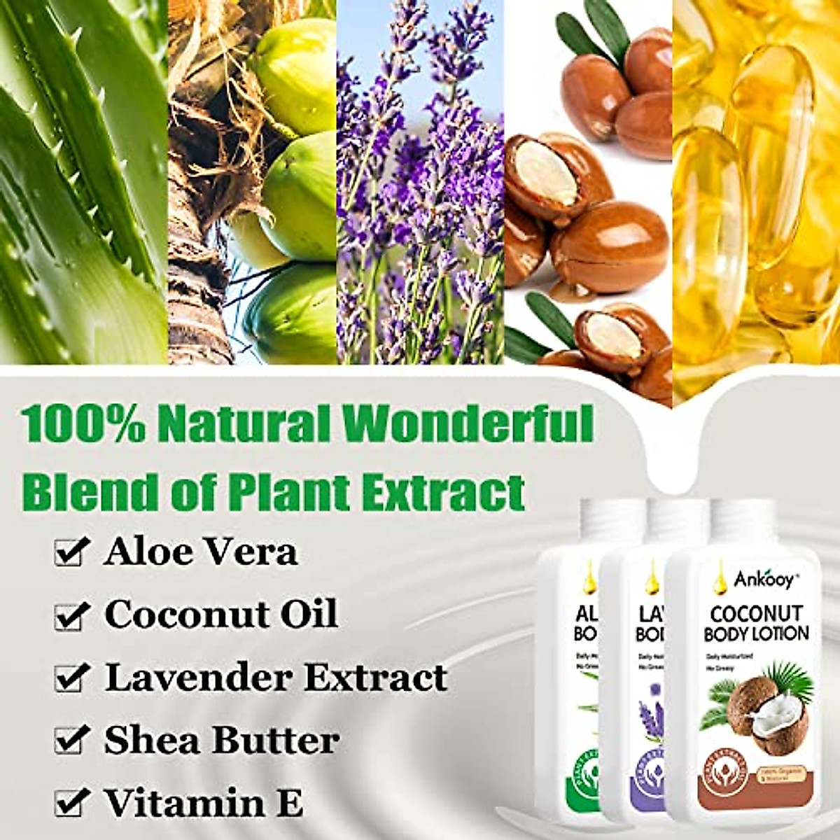 3 Pack Body Lotion for Women Dry Skin,Bulk Lotion for Men Scented Natural Body Moisturizer Aloe,Coconut,Lavender with Vitamin E, Moisturizing Body Cream With Shea Butter, Skin Lotion Body Skin Care Products Mother Day Father Day Valentine's Day Gifts for