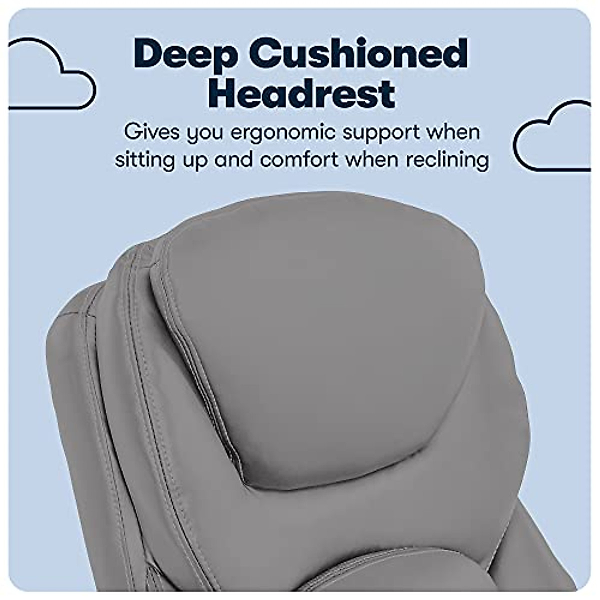 Serta Ergonomic Executive Office Chair Motion Technology Adjustable Mid Back Design with Lumbar Support, Gray Bonded Leather