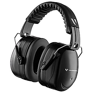 Vanderfields Ear Protection Earmuffs - Shooting Ear Muffs for Noise Cancelling - Passive Reduction for Safety Hearing - Adult Headphones for Lawn Mowing, DIY, Construction, Woodworking -Midnight Black