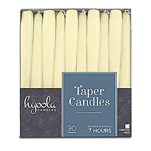 Hyoola Tall Taper Candles - Tapered Candles - Ivory Dripless Candle Sticks - 8 Inch (20cm) - 7 Hour Burn Time (30-Pack)