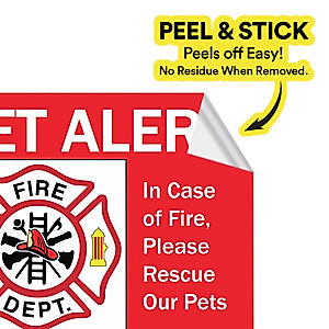 Pet Alert Safety Fire Rescue Sticker - Save Our Pets Emergency Pet Inside Decal - In Case of Emergency Danger Pet In House Home Window Door Sign