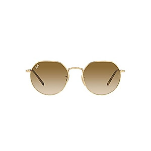 Ray-Ban RB3565 Jack Round Sunglasses, Gold/Clear Gradient Brown, 53 mm