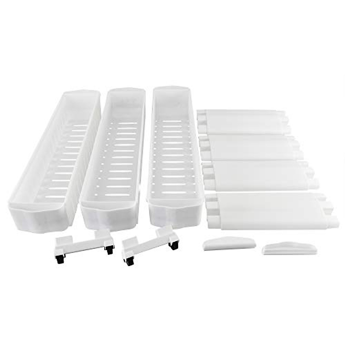 Home-X Slim 3-Tier Rolling Cart for Laundry Room and Bathroom Organization, Space-Saving Storage with Shelves and Wheels, Small Pantry Shelf, Narrow Organizer, White Shelving Unit