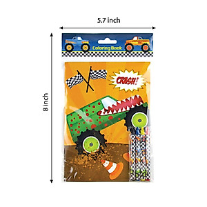 TINYMILLS Monster Truck Coloring Book Set with 12 Coloring Books and 48 Crayons Monster Truck Birthday Party Supplies Favor Bag Filler Carnival Prizes Rewards Classroom Party