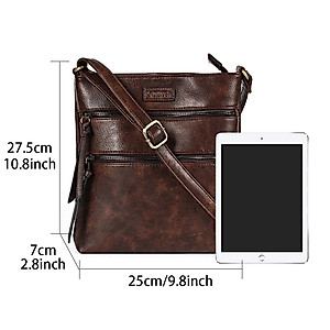KADIROSA Crossbody Purse for Women, Soft Leather Women's Shoulder Handbags, Medium Size Zipper Pocket Adjustable Strap