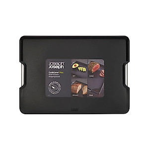Joseph Joseph Cut&Carve Plus - Non-Slip, Multi-Function, Double-Sided Cutting Board for Food Preparation and Carving- Dishwasher Safe, Large – Black