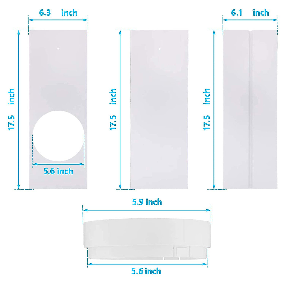 TOPOWN Ac Window Vent Kit Slide Kit Plate for Portable Air Conditioner Vertical/Horizontal PVC Seal Bracket -Adjustable Length-with 5.9"/15cm Adaptor Suitable for Mobile Air Conditioner