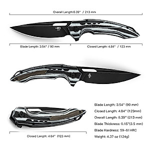 BESTECH KNIVES Pocket Folder Folding Knife: 3.54" N690 Steel Black Blade, Carbon Fiber and G10 Scales, Flipper, Liner Lock, EDC Titanium Clip, BL02D (White 02)