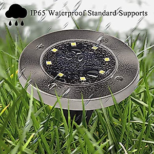 SOLPEX 12 Pack Solar Ground Lights, 8 LED Solar Powered Disk Lights Outdoor Waterproof Garden Landscape Lighting for Yard Deck Lawn Patio Pathway Walkway (White)